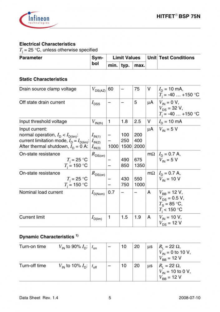 BSP75N datasheet page 5