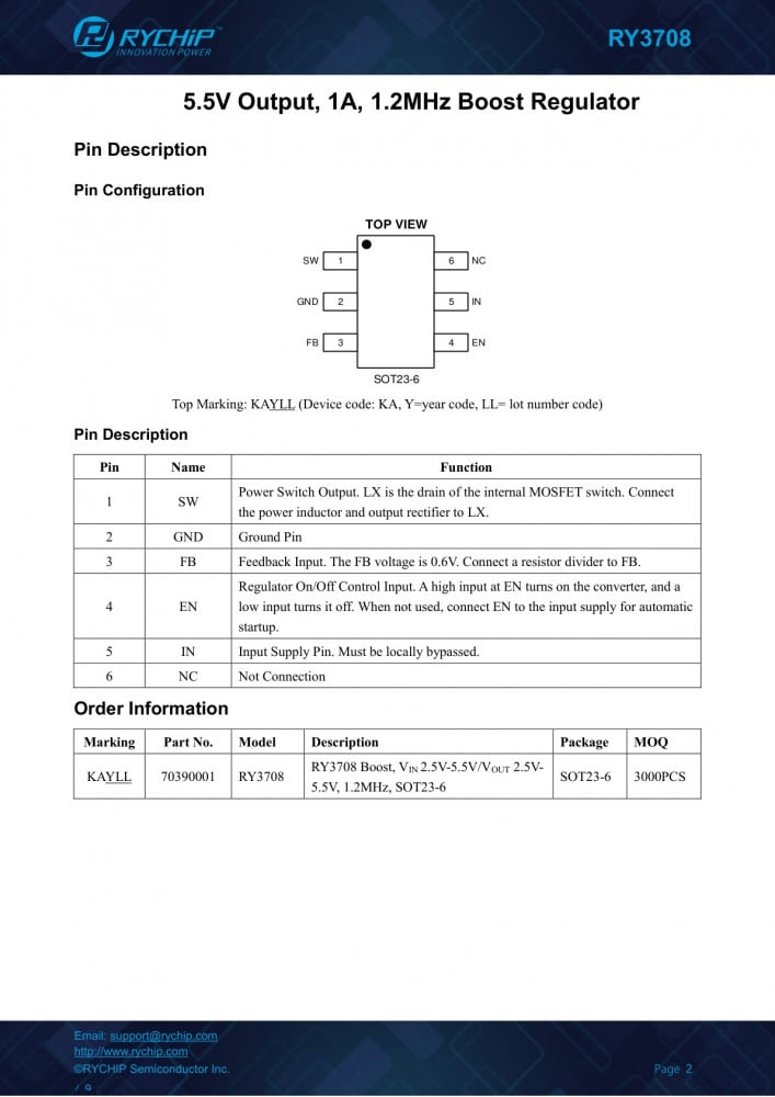RY3708 datasheet page 2