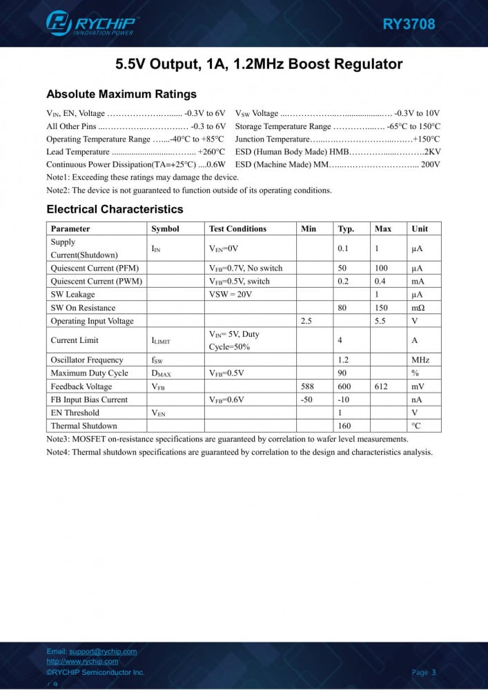 RY3708 datasheet page 3