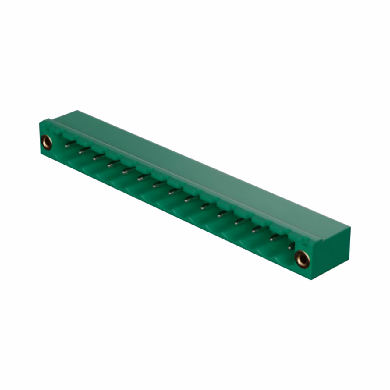 5.00mm Pitch Eurostyle Right-Angle PCB Header, with Threaded Retention Inserts, Green Housing, 15 Circuits for sale