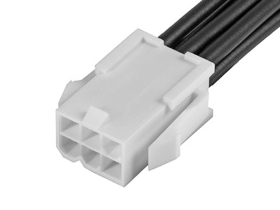 Mini-Fit Jr. Male-to-Mini-Fit Jr. Male Off-the-Shelf (OTS) Cable Assembly, Dual Row, 300.00mm Length, Tin (Sn) Plating, 6 Circuits, Black for sale