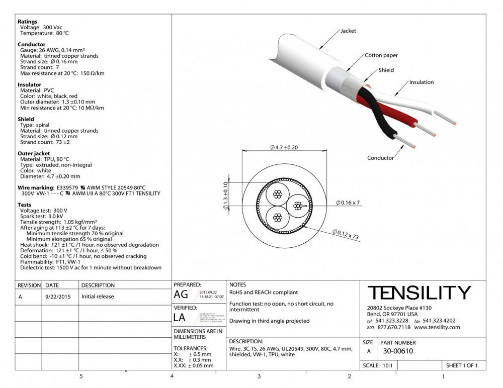 Tensility International 30-00610 technical drawing