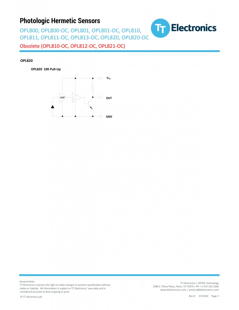 OPL800 datasheet page 3