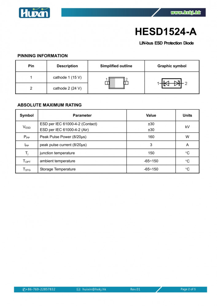 HESD1524-A datasheet page 2
