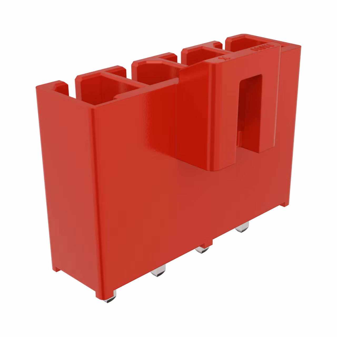 Mega-Fit ColorLock Vertical Header, 5.70mm Pitch, Single Row, 4 Circuits, Matte Tin (Sn) Plating, Glow-Wire Capable, Tray, Red for sale