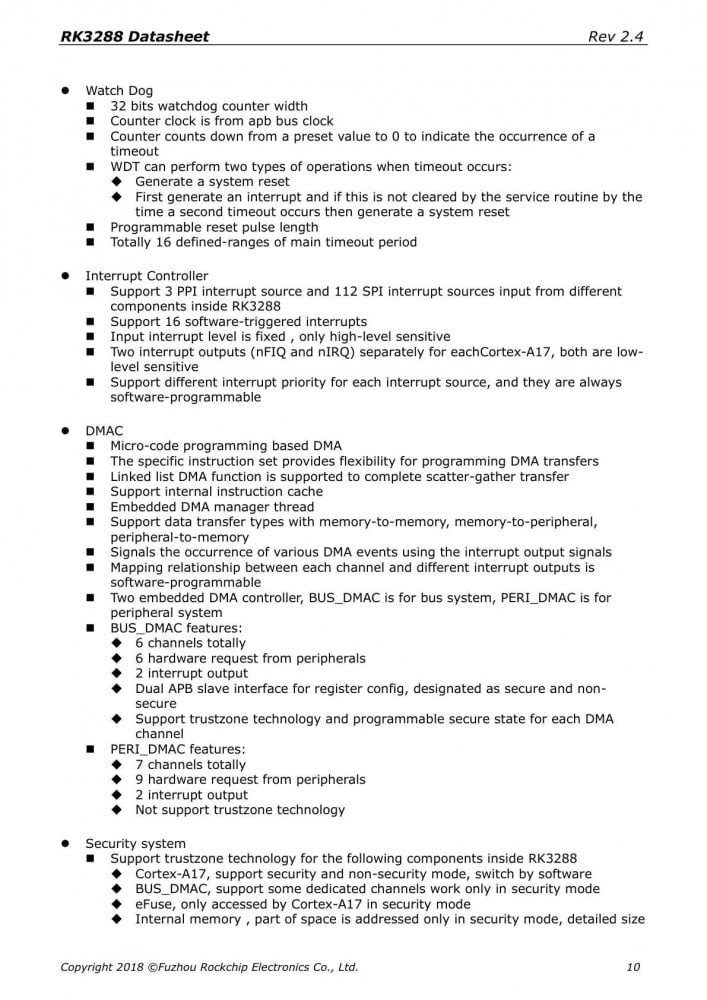 RK3288 datasheet page 10