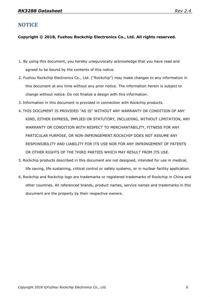 RK3288 datasheet page 6