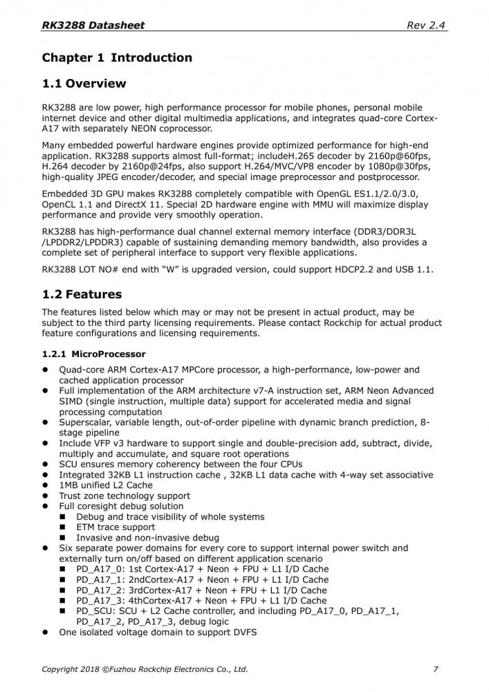 RK3288 datasheet page 7