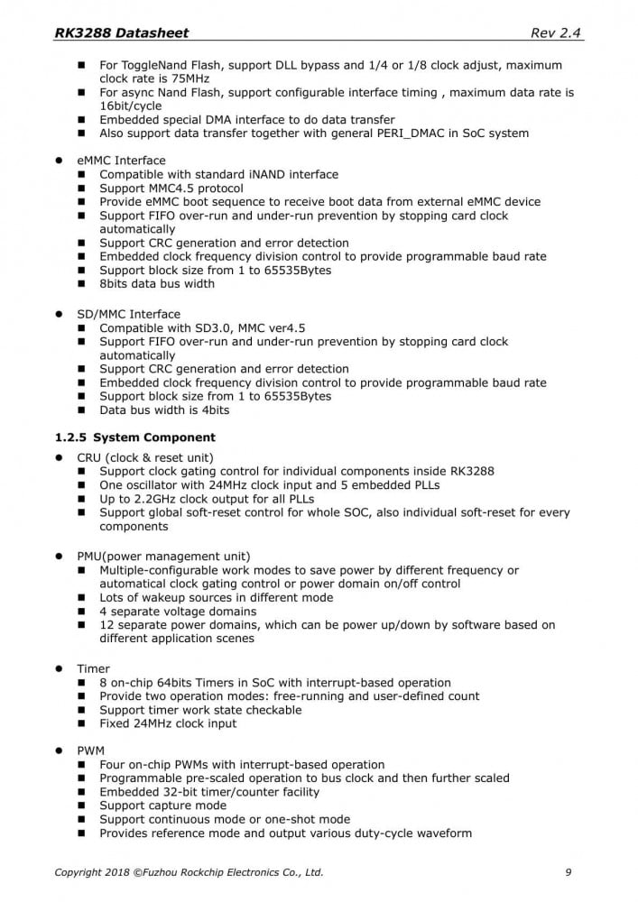 RK3288 datasheet page 9