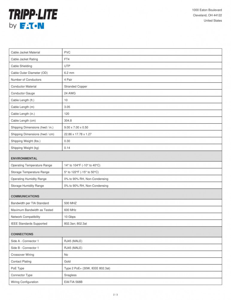 EATON N261-010-AQ technical document page 2