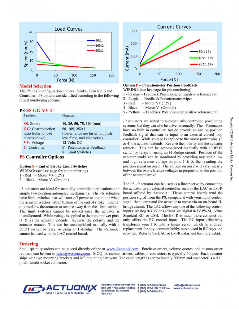 Actuonix P8 datasheet page 2