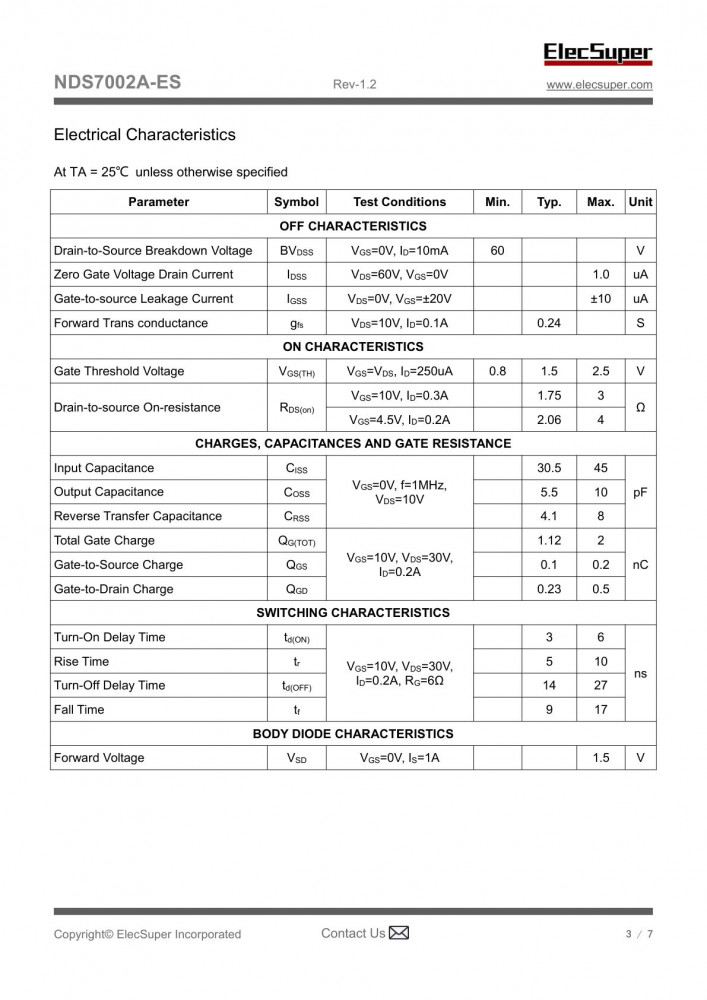 NDS7002A-ES datasheet page 3