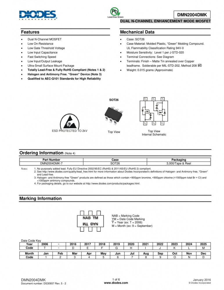 DMN2004DMK-7 datasheet page 1