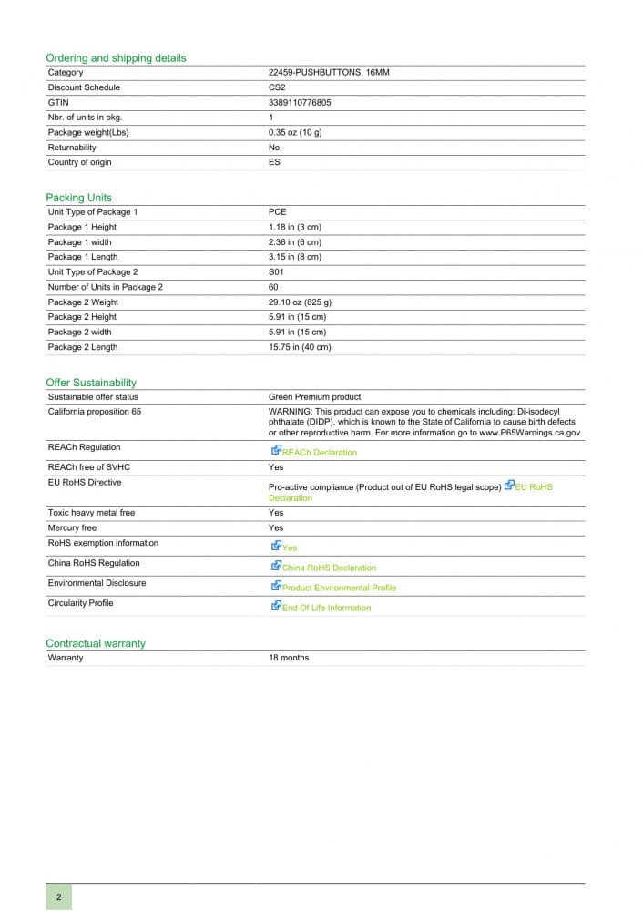 ZB6CD22 product documentation page 2