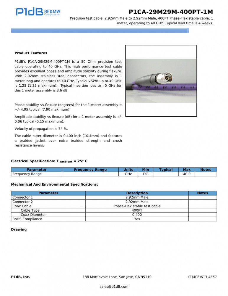 P1CA-29M29M-400PT-1M technical document page 1