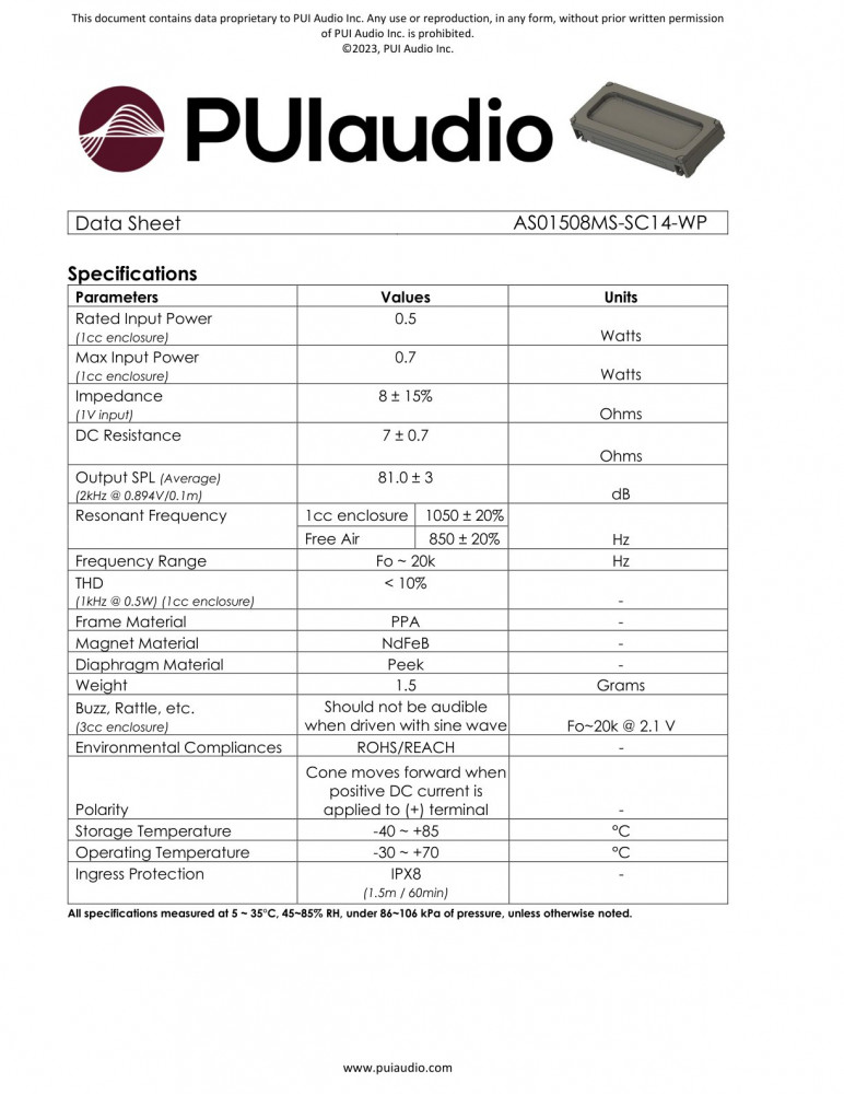 AS01508MS-SC14-WP datasheet page 1