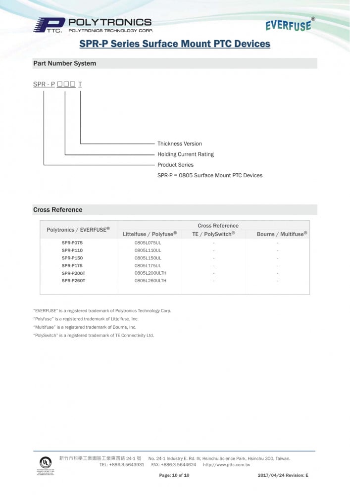 SPR-P110 datasheet page 10