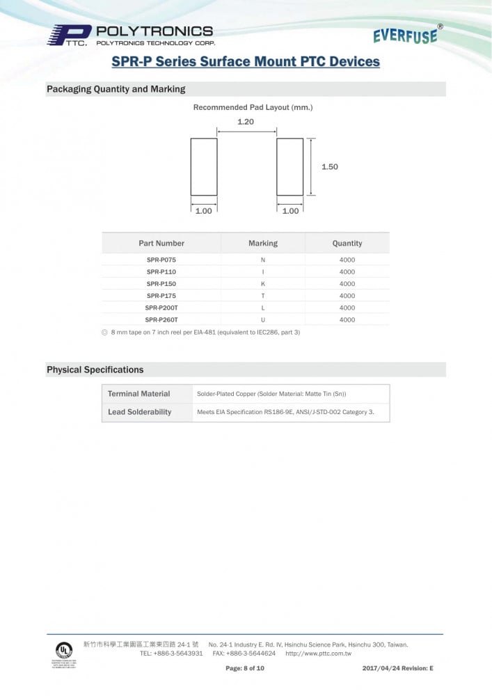 SPR-P110 datasheet page 8