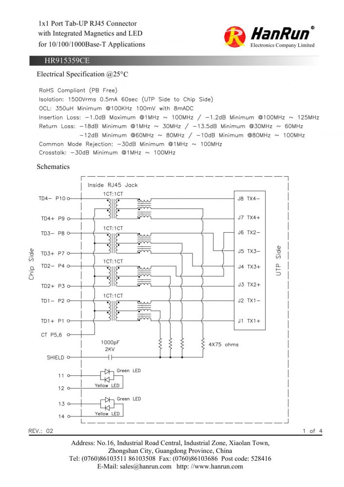 HR915359CE technical document page 1