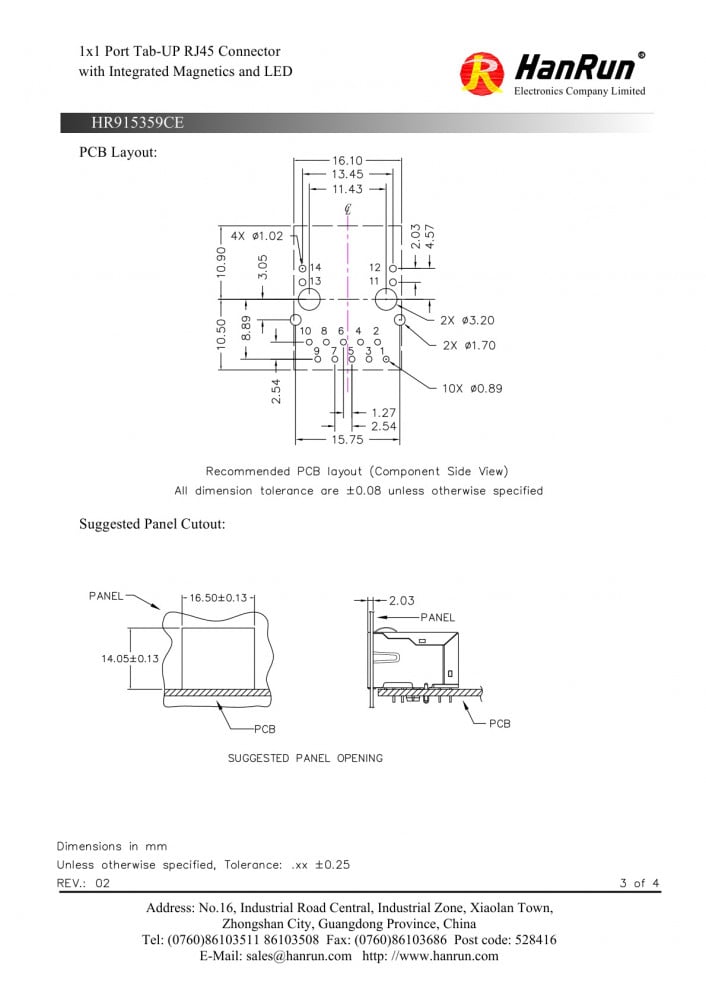 HR915359CE technical document page 3
