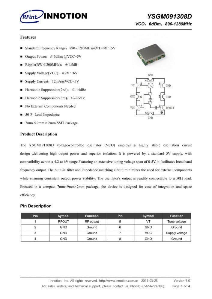 YSGM091308D datasheet page 1