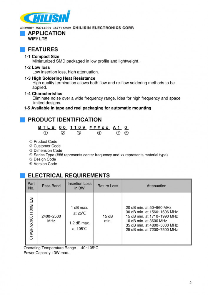 BTLB001109KXVHBA10 datasheet page 2