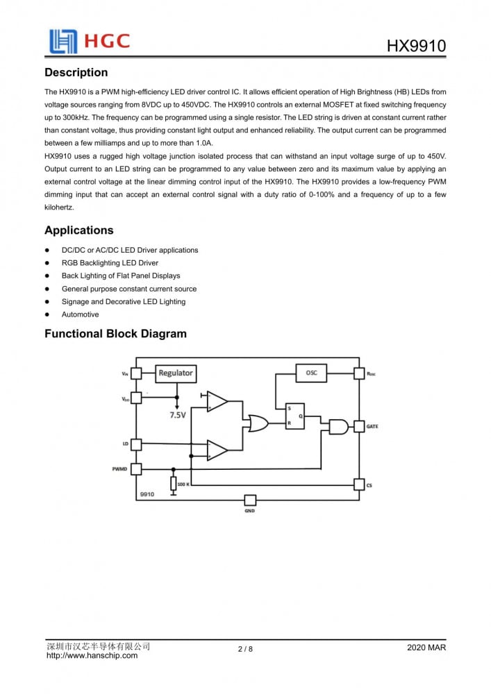 HX9910DRG datasheet page 2