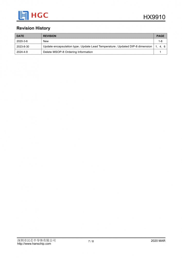 HX9910DRG datasheet page 7