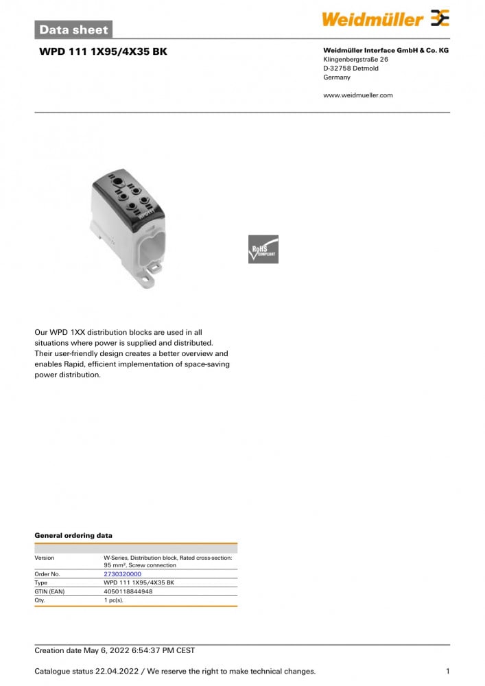 WEIDMULLER WPD 111 datasheet page 1