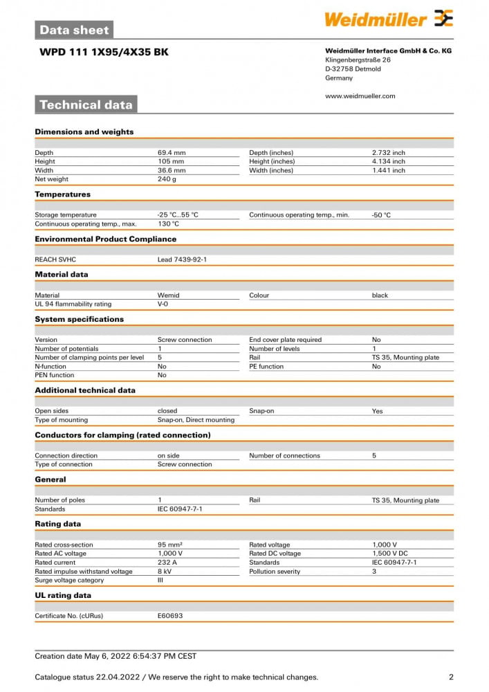 WEIDMULLER WPD 111 datasheet page 2