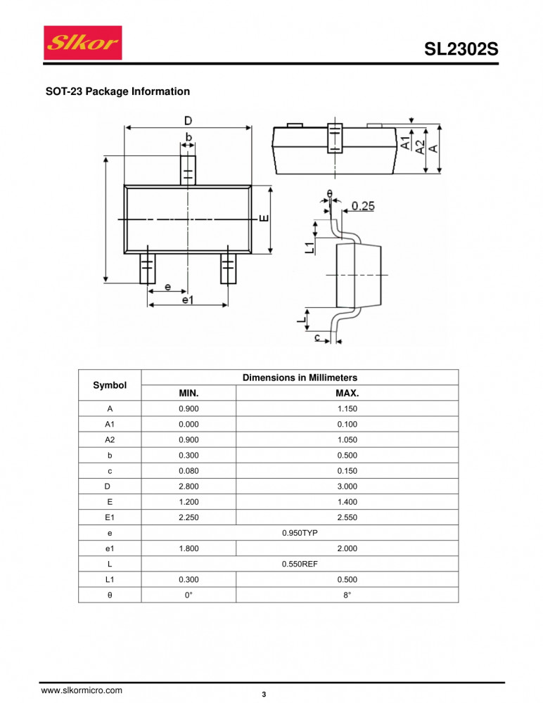 SL2302S datasheet page 3