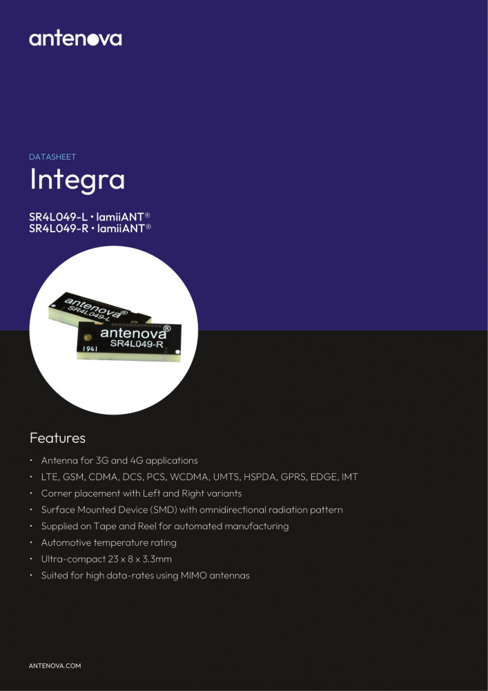 Integra datasheet page 1