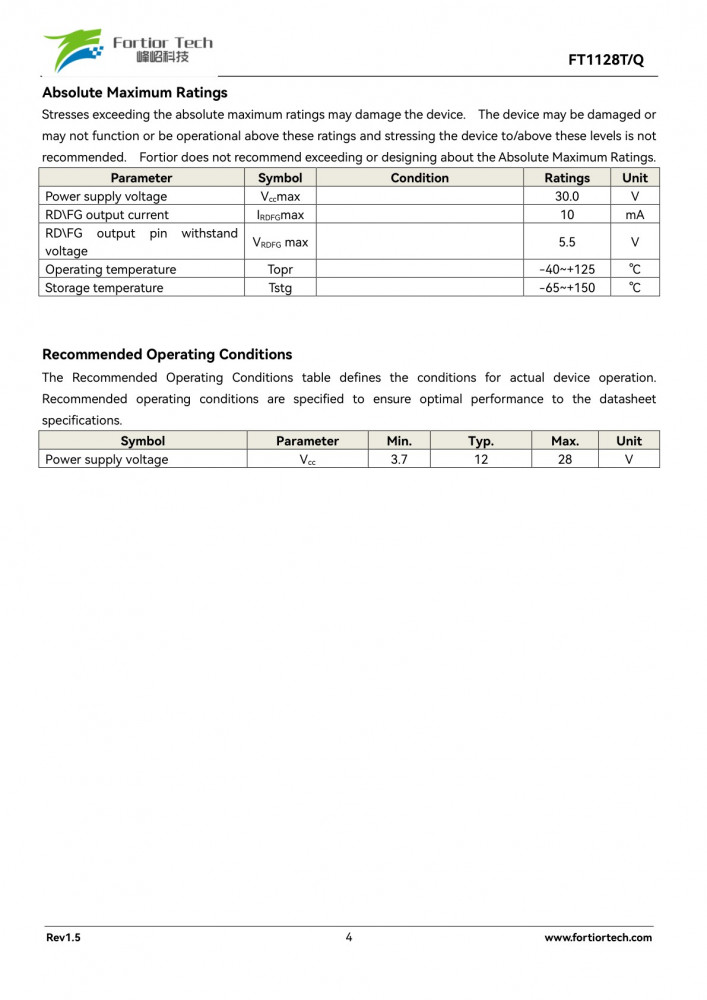 FT1128T datasheet page 4