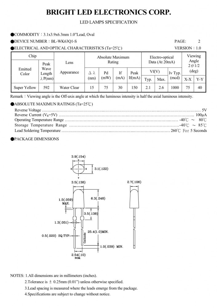 BL-WK63Q1-S datasheet page 1