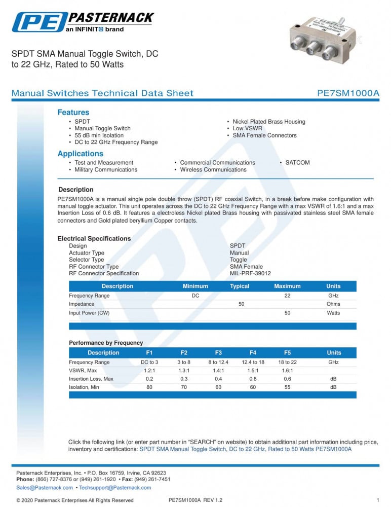 PE7SM1000A technical document page 1