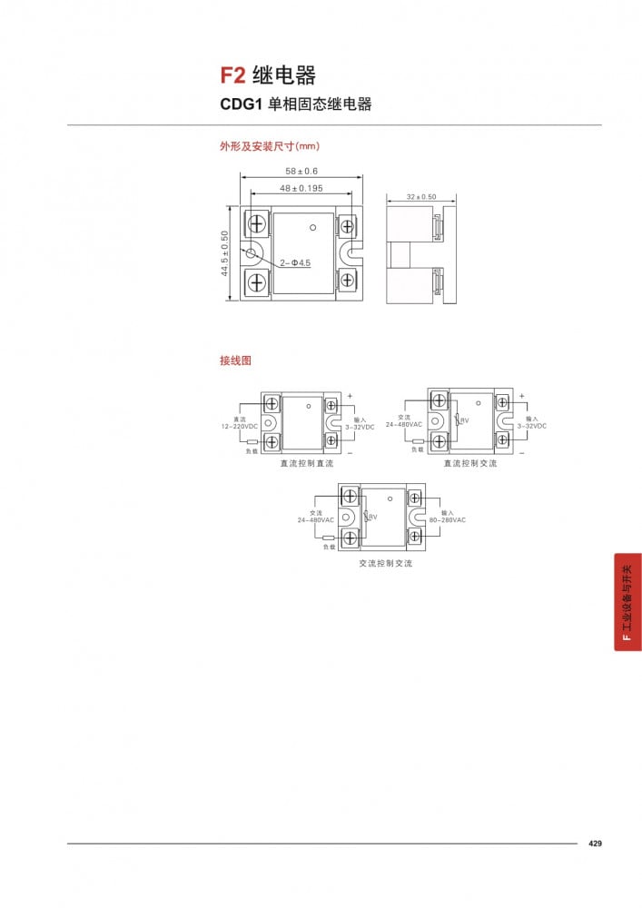 CDG1-1DA-40A outline and installation drawing