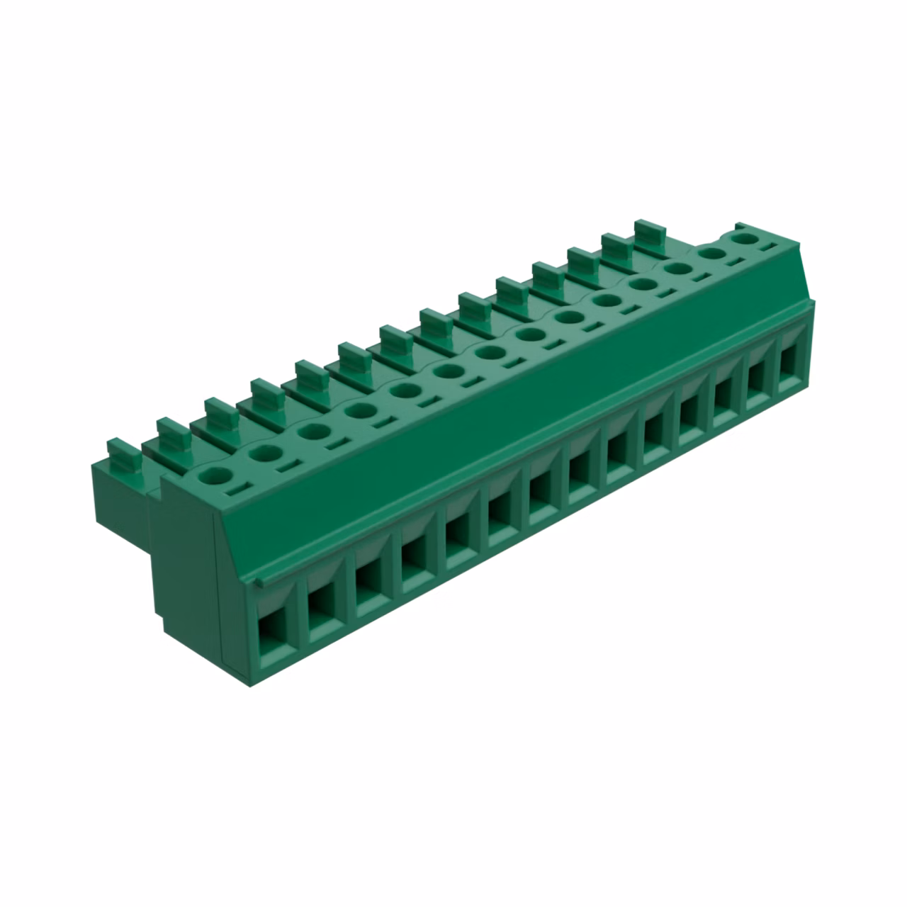 3.81mm Pitch Eurostyle Horizontal Plug, with Standard Imprinting, Green Housing, Gold (Au) Plated, 14 Circuits for sale
