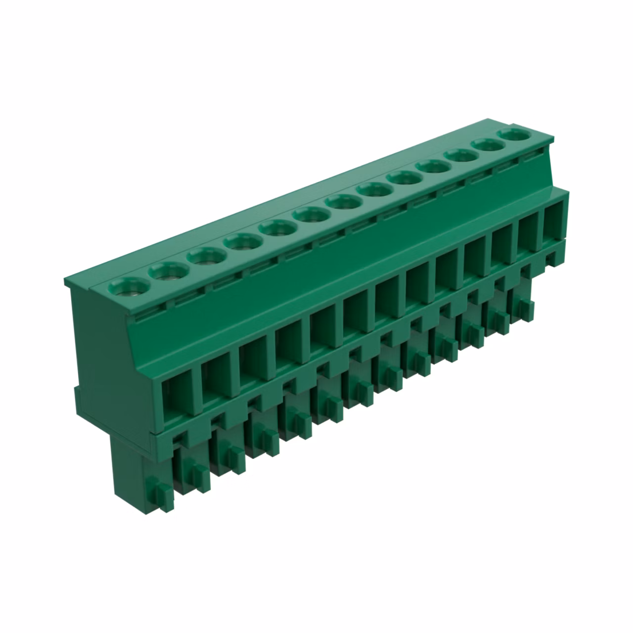 3.81mm Pitch Eurostyle Vertical Plug, with Reverse Imprinting, Front Wire Entry, Green Housing, 13 Circuits for sale