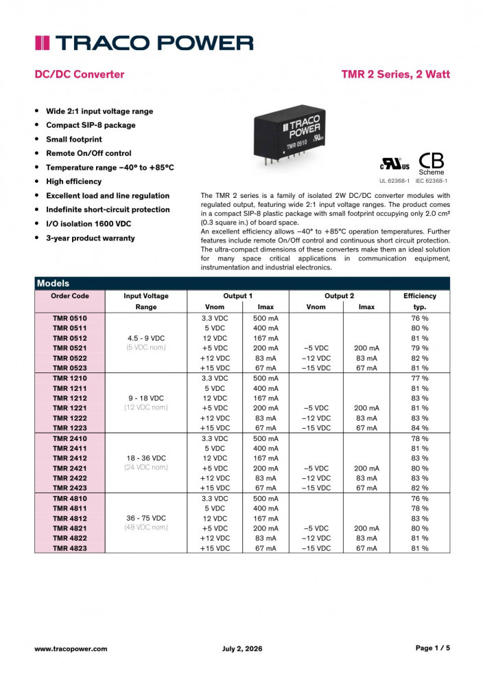 TMR 2411 technical document, page 1