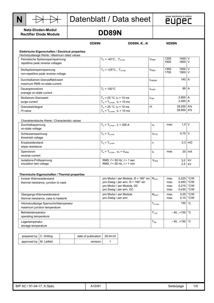 DD89N12K datasheet page 1