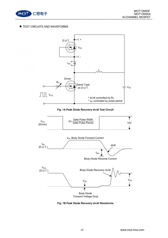 MOT13N50F datasheet page 3