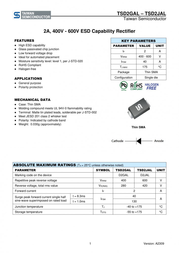TSD2JAL datasheet page 1