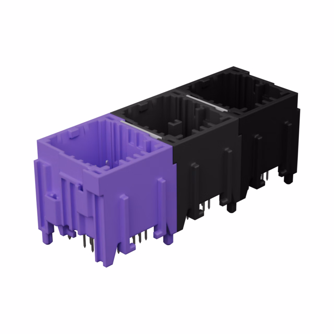 stAK50h 3 Bay Vertical Hybrid Header, 87 Circuits, Bay 1: 32 Circuits/Key 4/Purple; Bay 2: 28 Circuits/Key 1/Dark Gray; Bay 3: 27 Circuits/Key 1/Black; Tray for sale