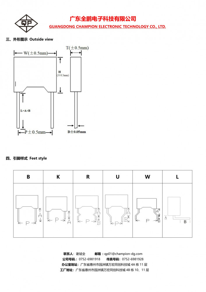 CHAMPION MKP capacitor document page 2
