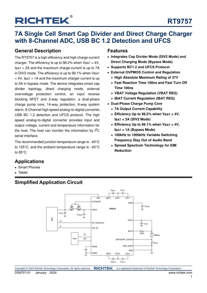 RT9757 technical document page 1