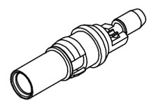 DIN 1.0/2.3 (41626), Jack, Right-Angle, PCB Receptacle, Through Hole, Brass Body, Gold (Au) Plated, With Snap Ring, Tray, 50 Ohms