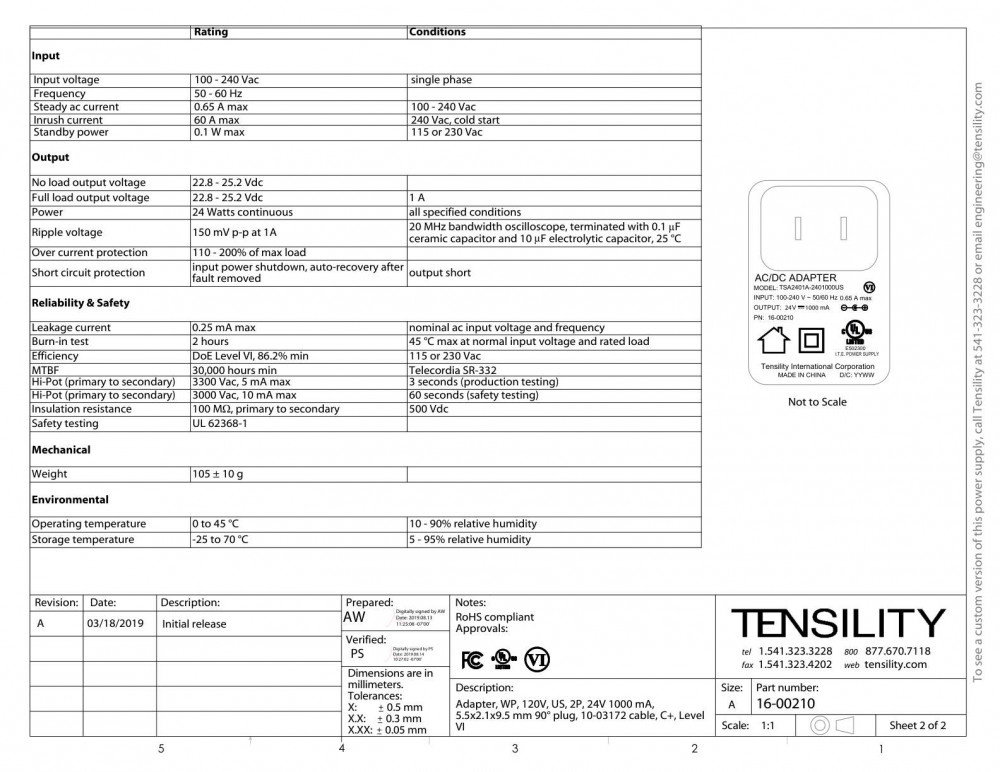 Tensility 16-00210 technical document, page 2