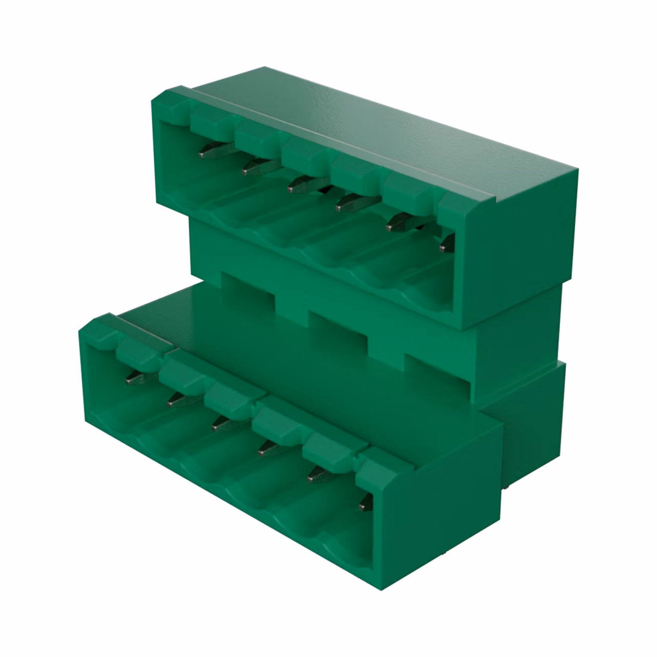 5.00mm Pitch Eurostyle Horizontal Dual Level PCB Header, Closed Ends, Green Housing, 12 Circuits for sale