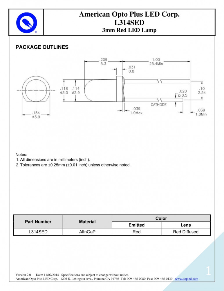 L314SED datasheet page 1
