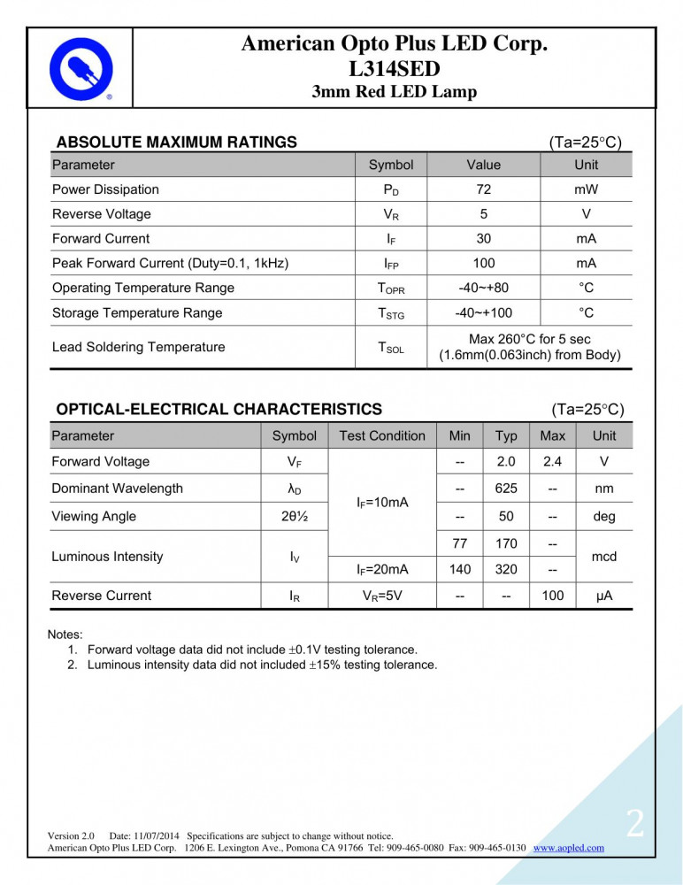 L314SED datasheet page 2